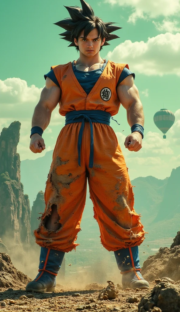 A photorealistic, ultra-detailed depiction of Goku from Dragon Ball Z ...