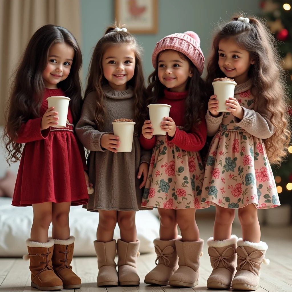 Four cute arabic girls, appear to be curvy 7years old, beautiful happy ...