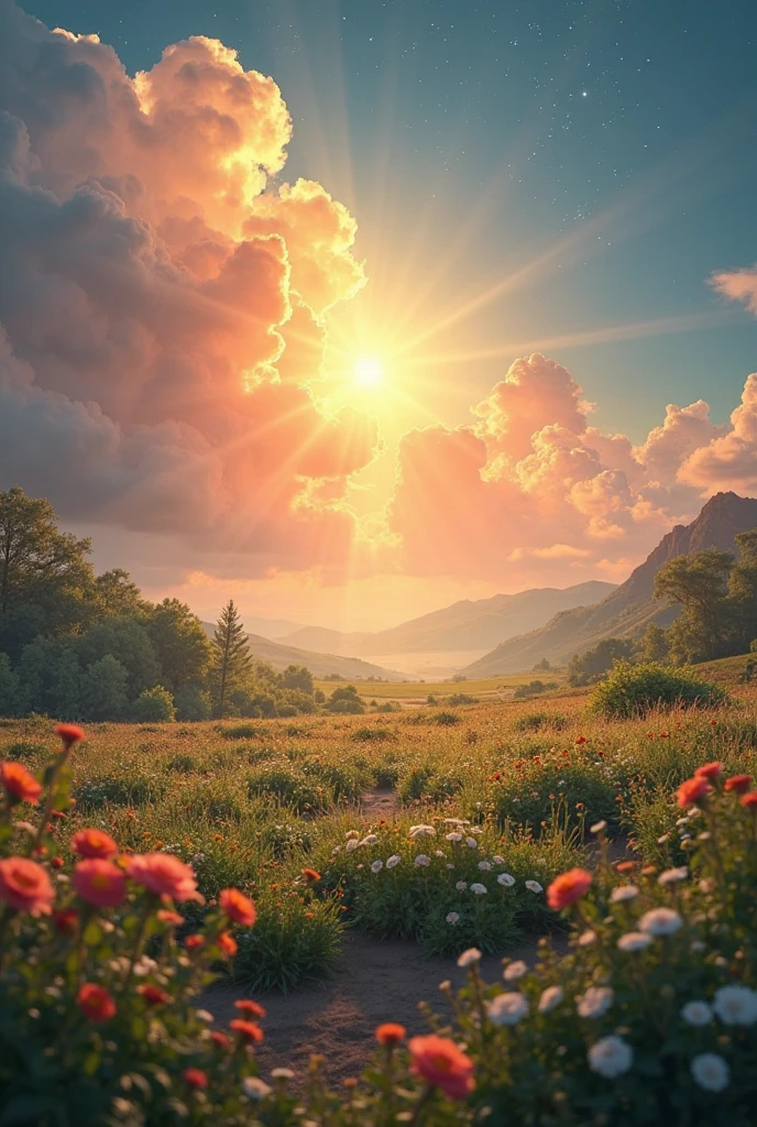 "An 8K UHD image of a new heaven and a new earth, with a vibrant ...