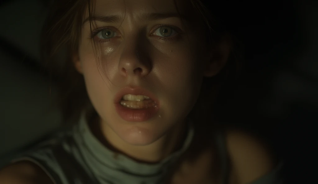 A close-up of a young woman with tears streaming down her face - SeaArt AI