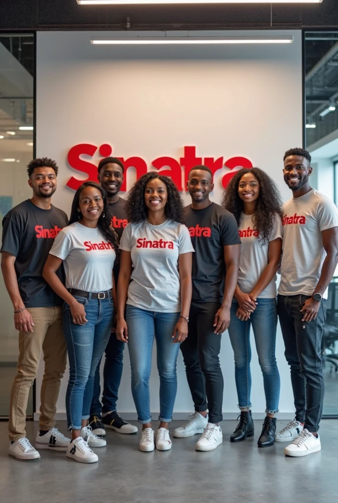 A diverse team of young Nigerian professionals, both men and women ...