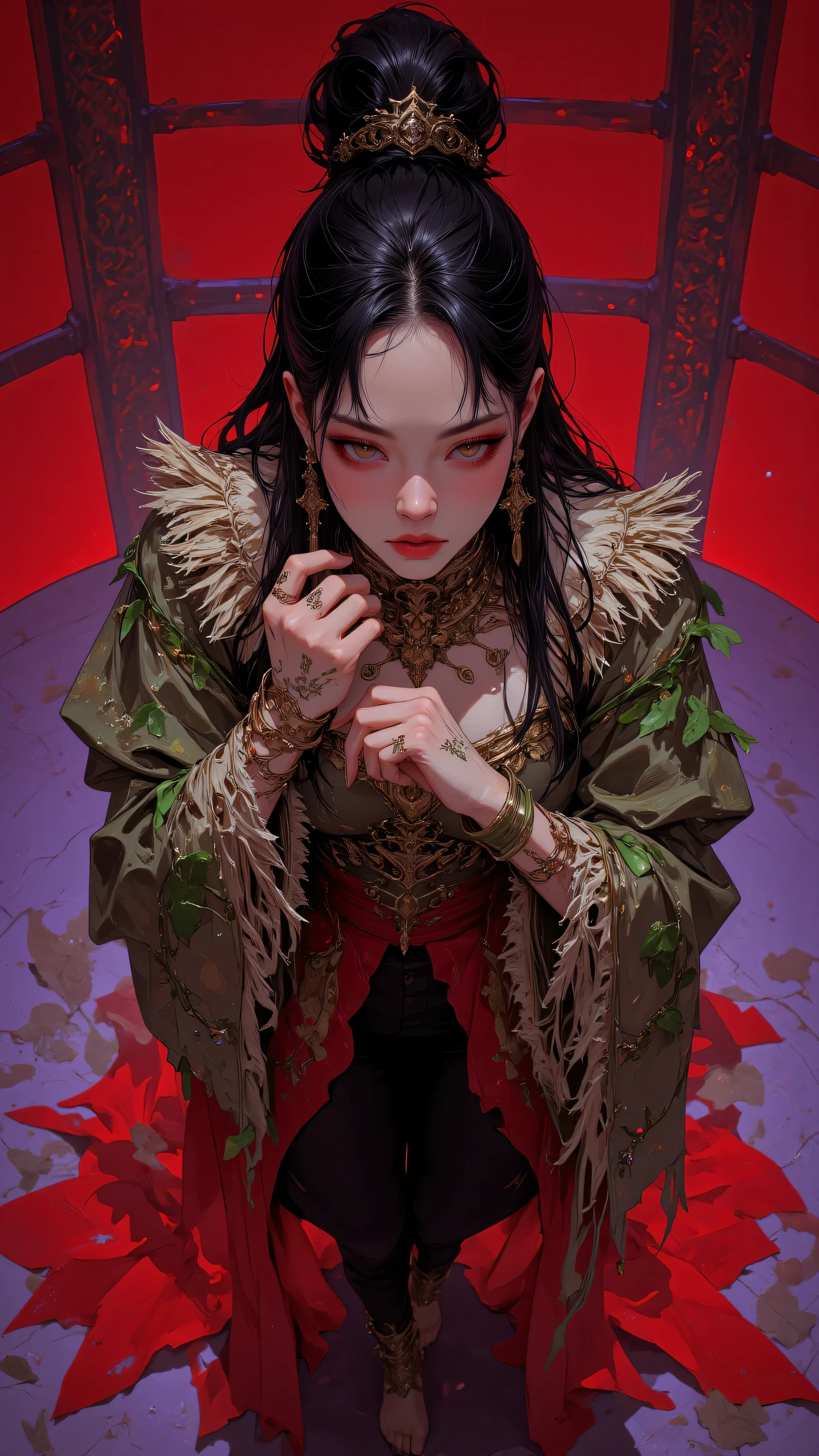 Anime - style image of a woman in a costume sitting on a chair - SeaArt AI