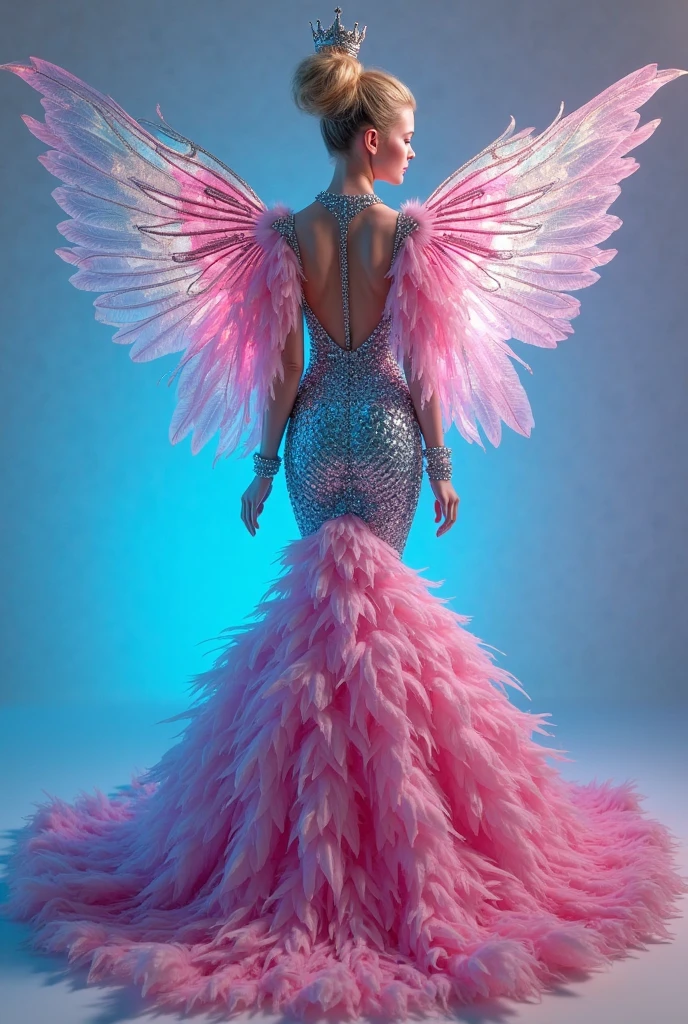 Create a women's samba pink and blue hummingbird costume dress feather ...