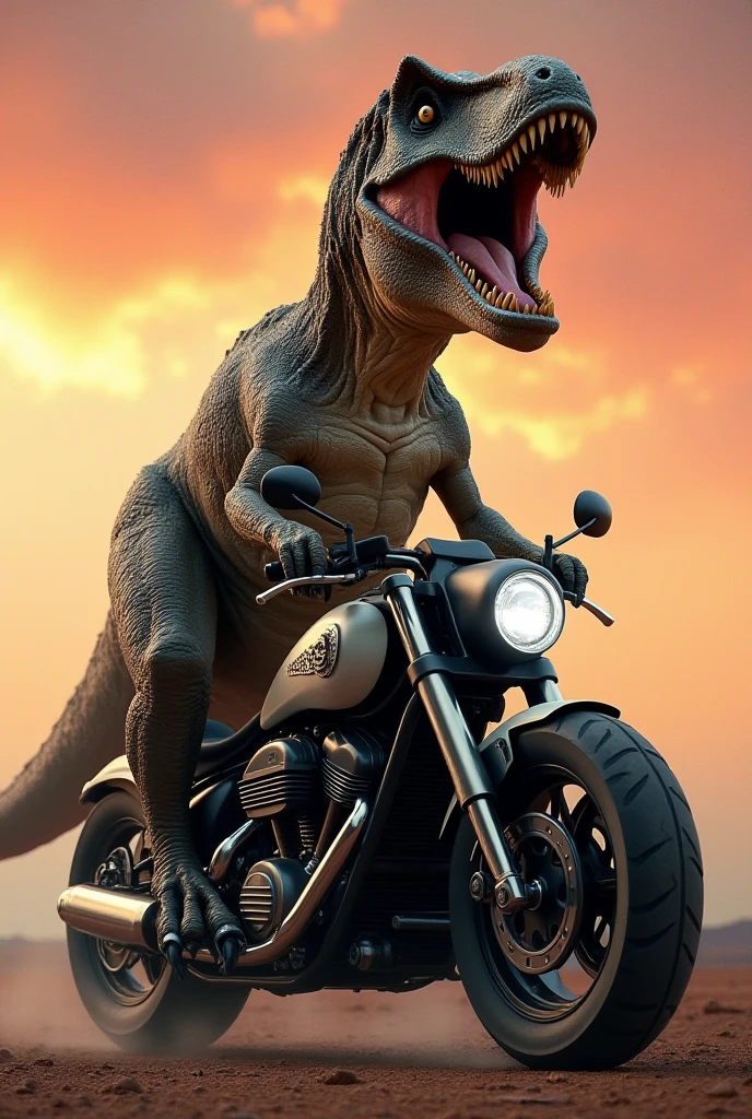 Dinosaur riding motorcycles - SeaArt AI