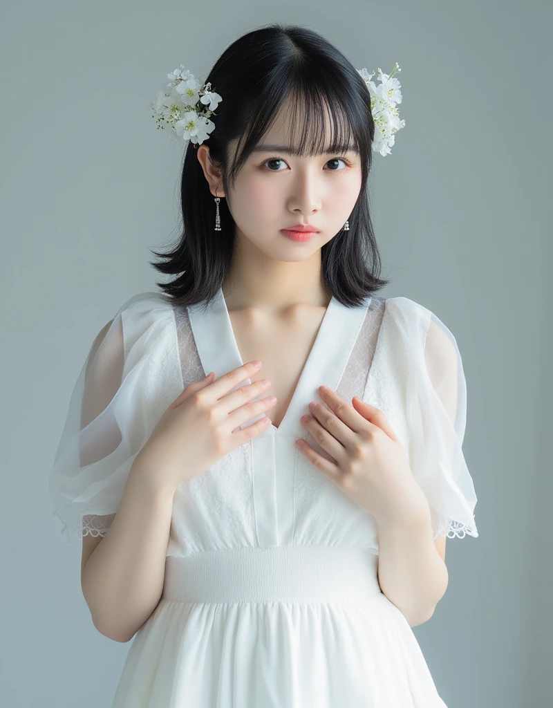 A sharp focus 35mm photo of a beautiful 21 year old woman with semi ...