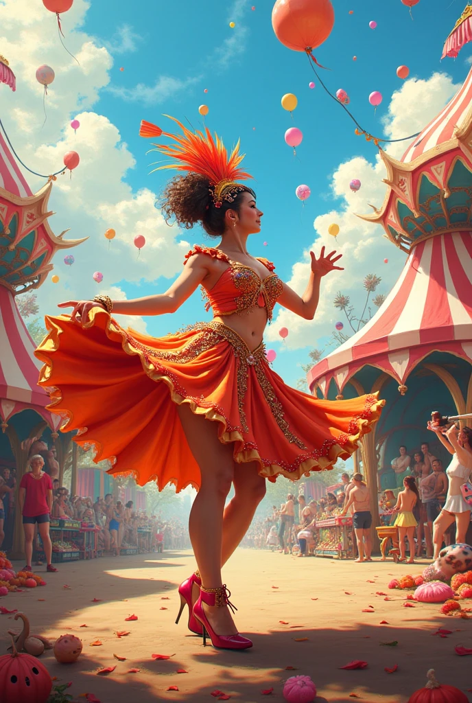 realistic carnival elements and a paint brush - SeaArt AI