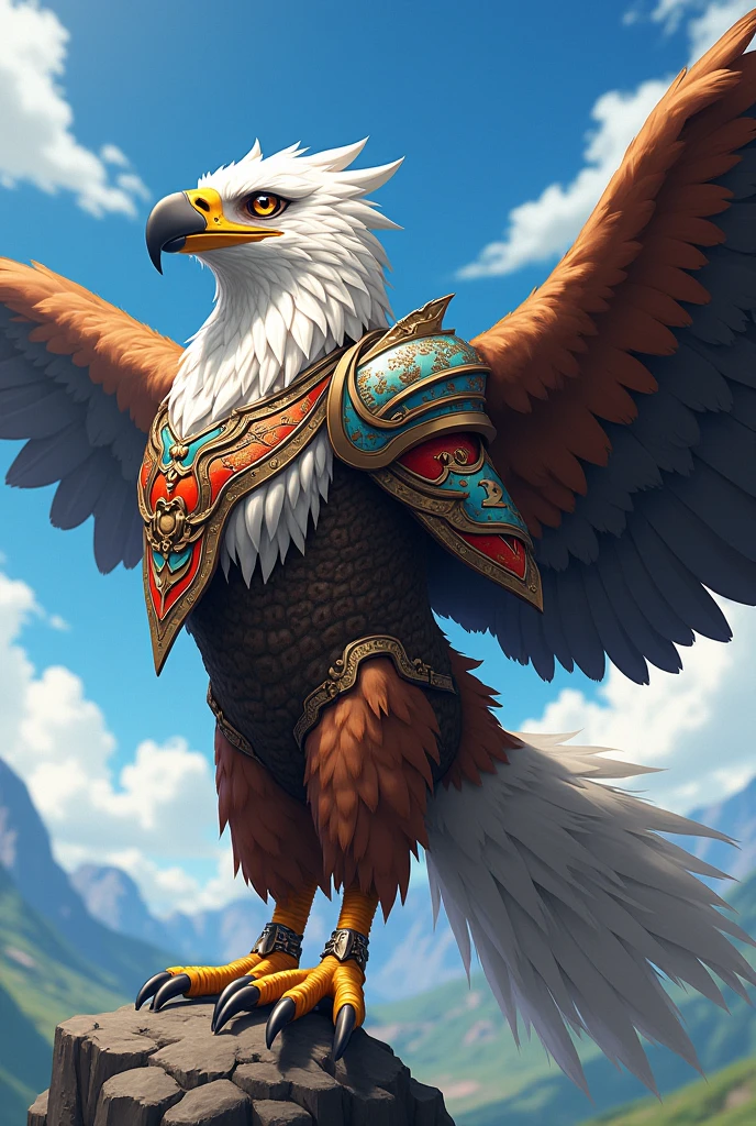 Create an anthropomorphic anime-style real eagle with a costume - SeaArt AI