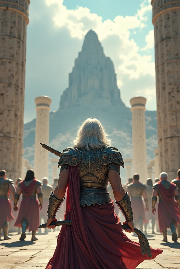 A silver-haired human fighting against the gods of Olympus - SeaArt AI