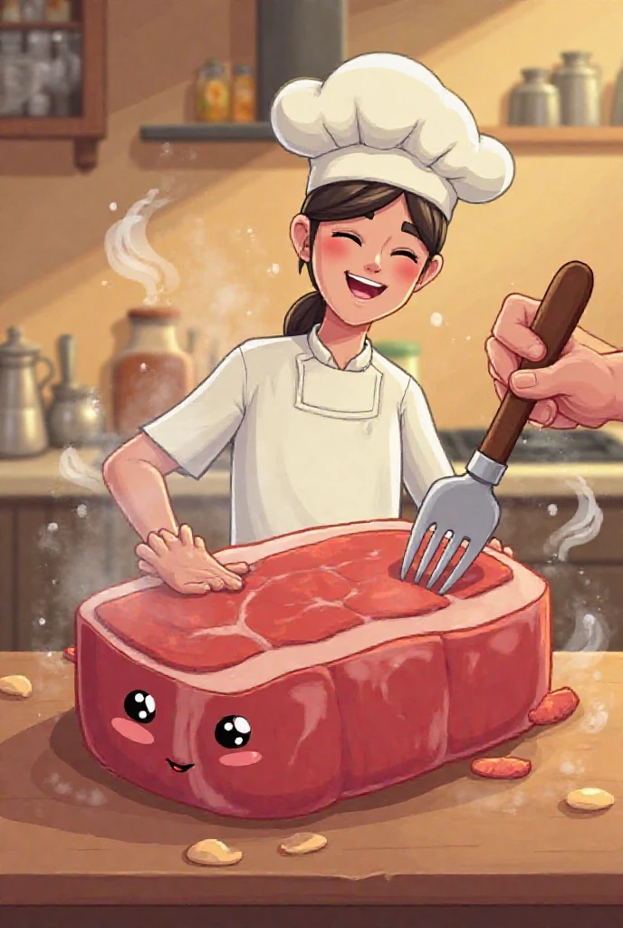 Step 5: Check tenderness. A cute and whimsical illustration of a cook ...