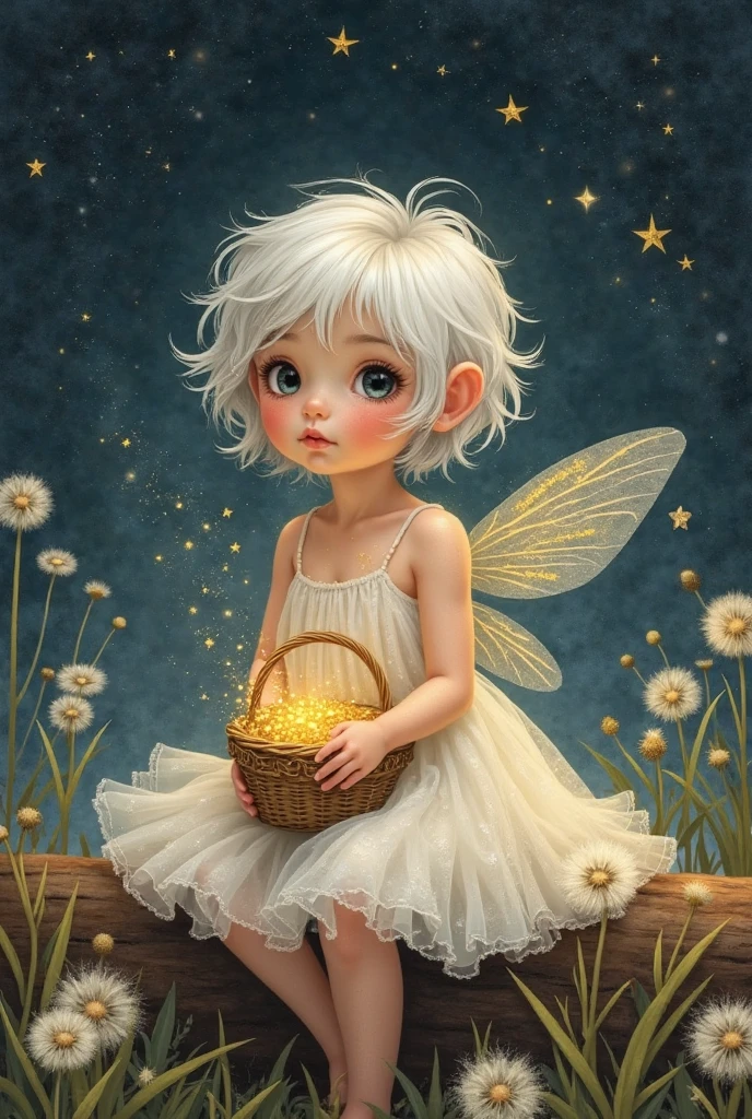 "Create a magical and ethereal illustration of a charming little fairy ...