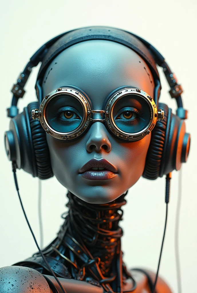 A photorealistic, cinematic photograph of a steampunk-inspired robot ...