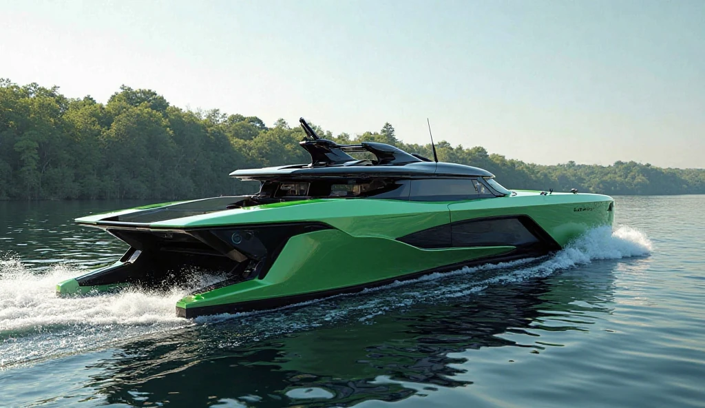 Lamborghini Tecno 63 yacht perpal color inside s water in the river ...