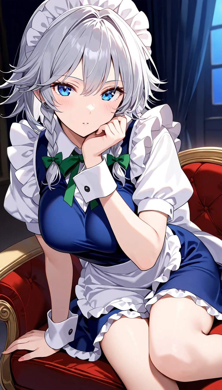 (masterpiece, Highest quality:1.2), 1girl, izayoi sakuya, blue eyes ...
