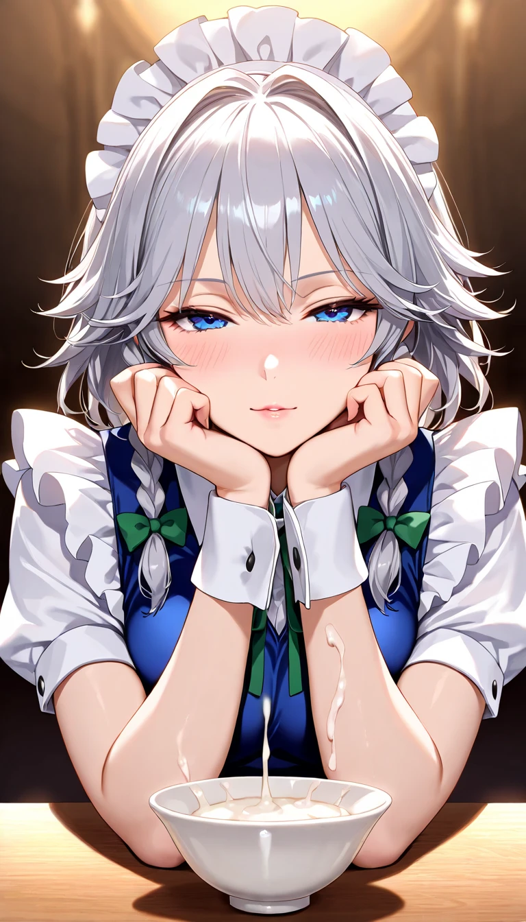 (masterpiece, Highest quality:1.2), 1girl, izayoi sakuya, (half closed ...