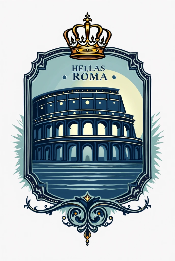 An oval shaped badge logo with the colosseum and stripes underneath in ...