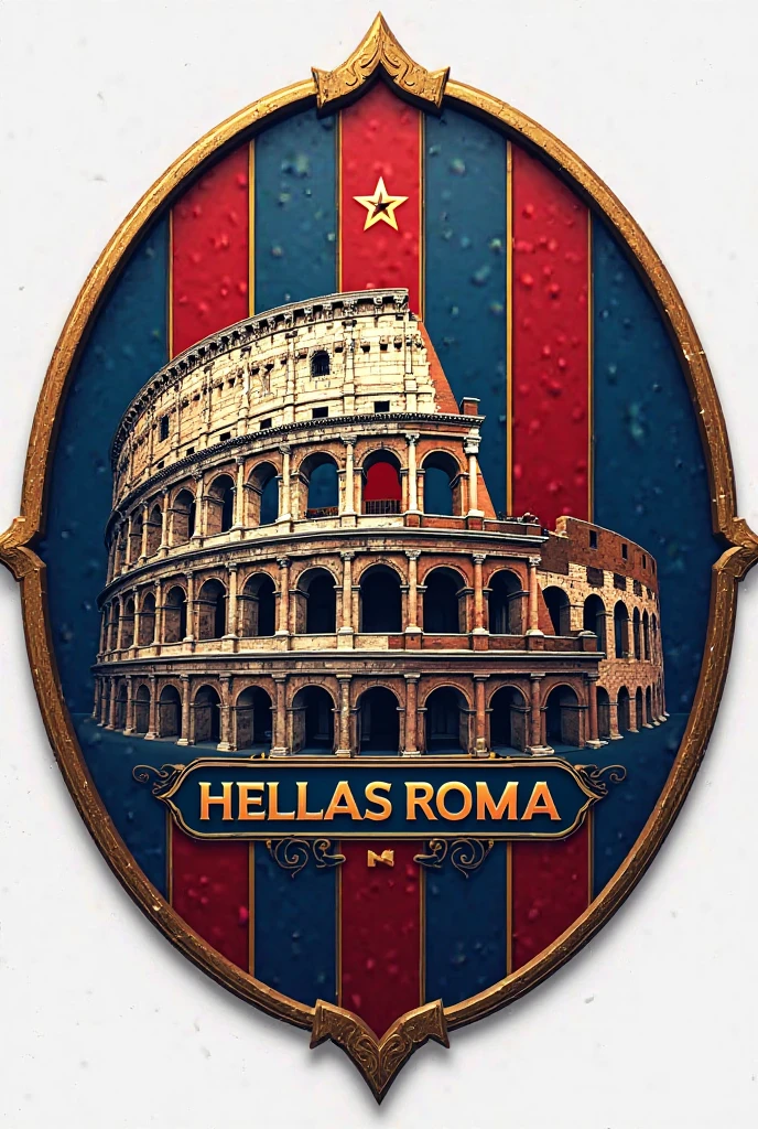 An oval shaped logo football badge with the colosseum in the middle ...