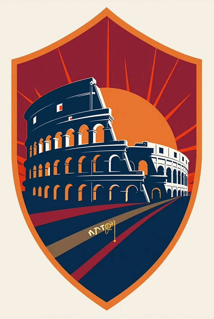 An oval shaped logo football badge with the colosseum in the middle ...