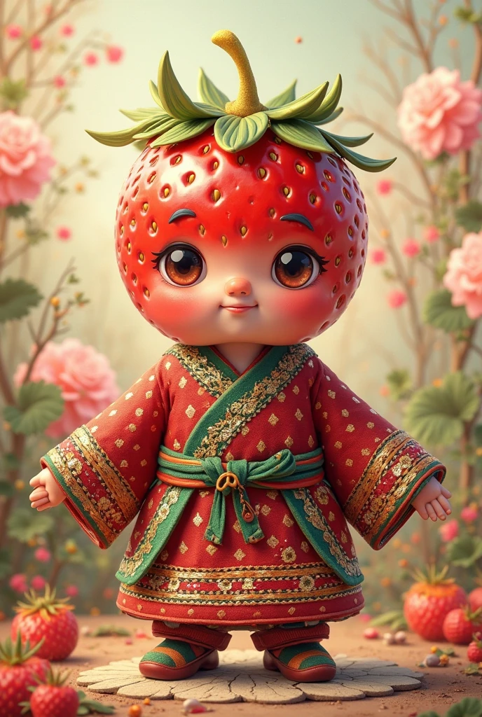 Make picture of strawberry chocolate wear a mongolian national costume ...