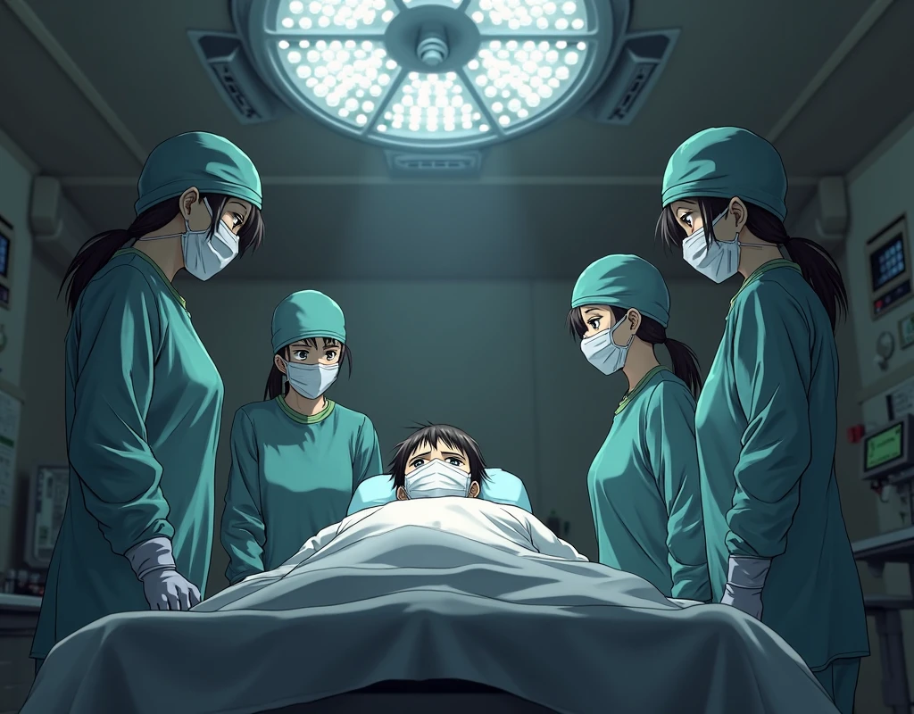 Multiple young anime female yandere kohai dressed in surgical outfits ...