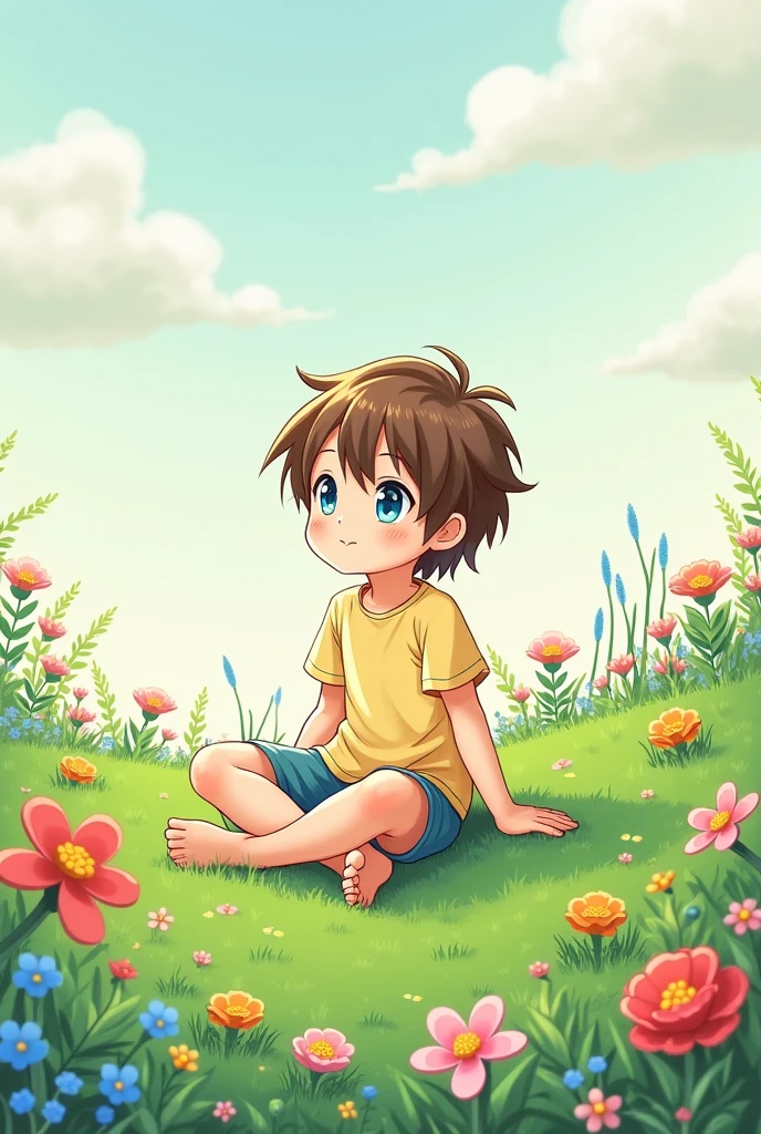 What I need is a Japanese anime paper drawing style boy with short ...