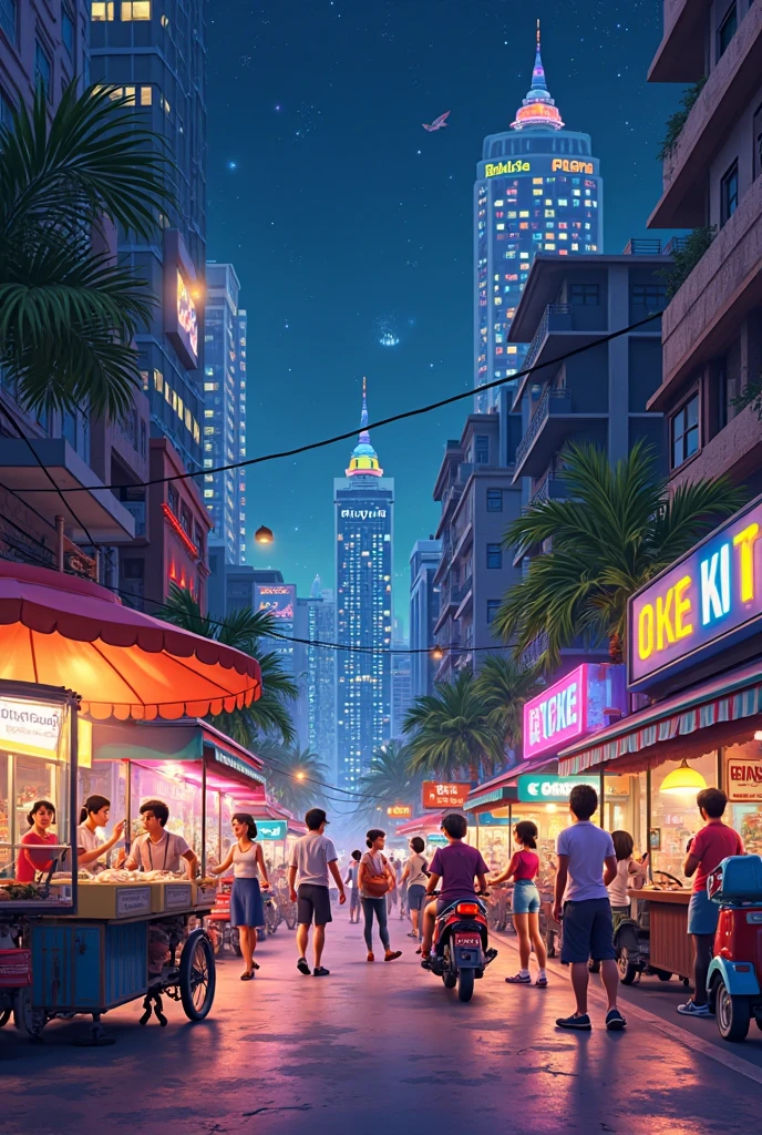 A animated street of bangkok at night - SeaArt AI