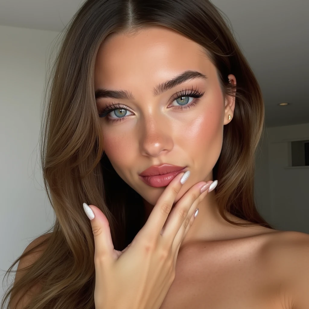 Pretty girl, Long hair brun , Big breasts, looking forward - SeaArt AI