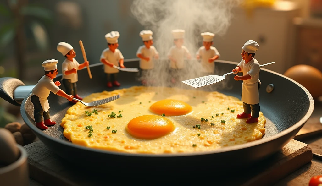 A group of ultra-realistic mini chefs ((realistic human miniatures ...