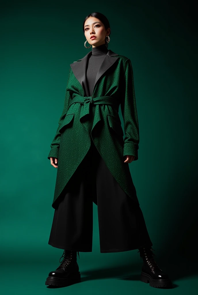Fashion portrait, tomboy (((woman model))) wearing an avant-garde ...