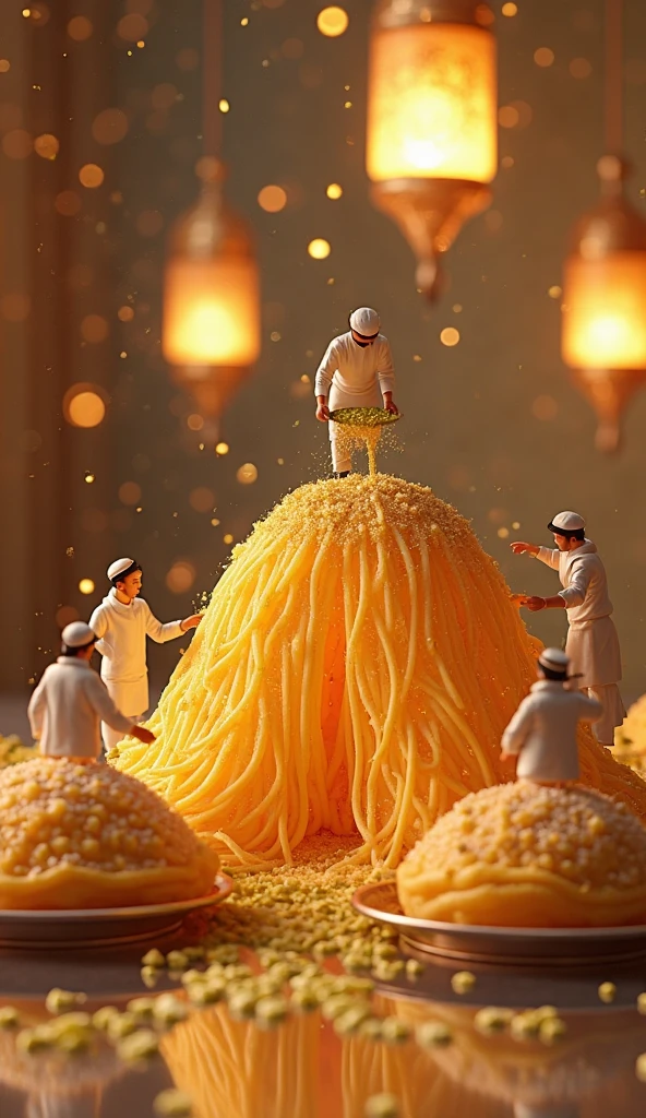 "An ultra-realistic 8K 4D animation of a kunafa waterfall, where golden ...