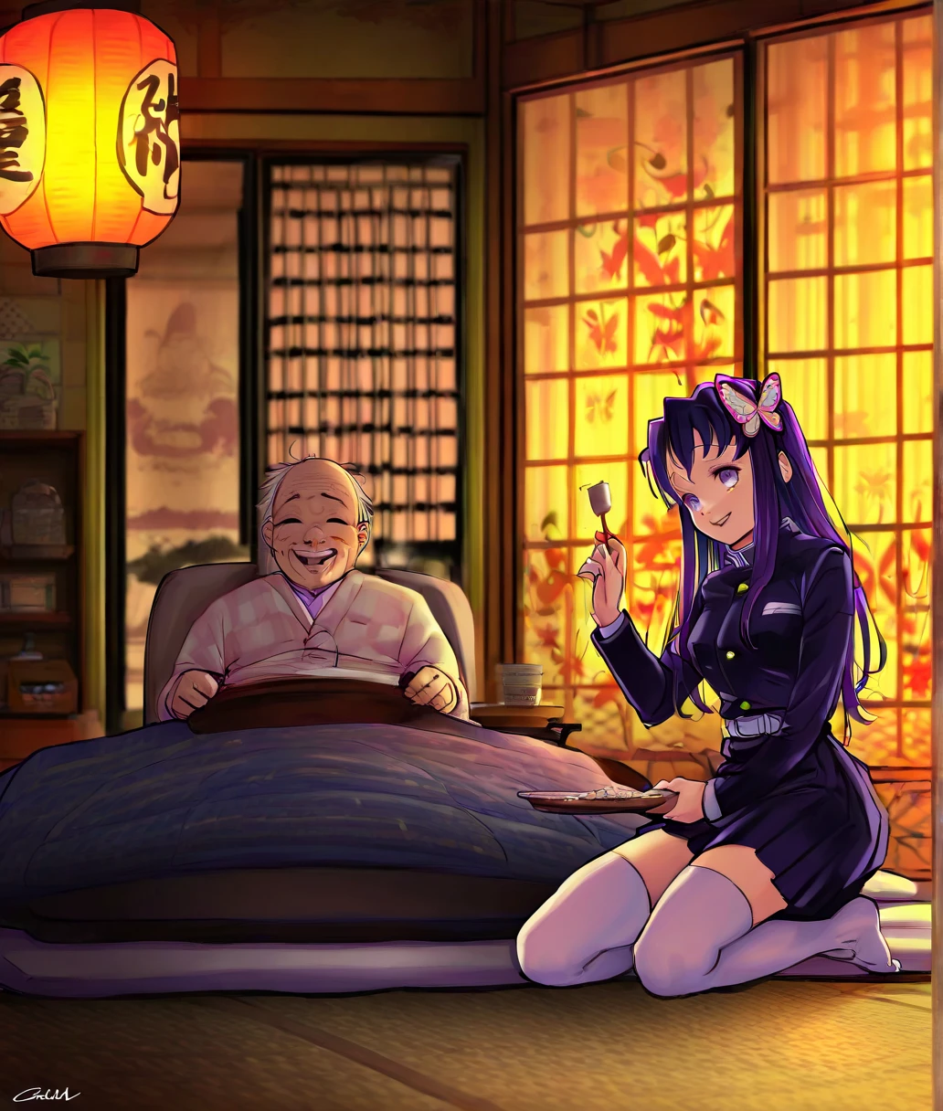 ((Shinobu Kocho)), (Demon Slayer), (1girl), (purple hair), (butterfly ...