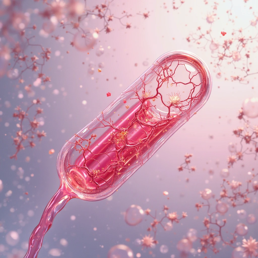 Draw a transparent capillary during infiltration with a red liquid ...