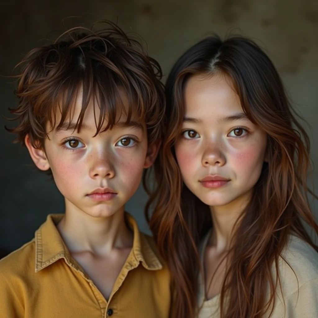 Image is a portrait-style photograph featuring two ren with striking ...