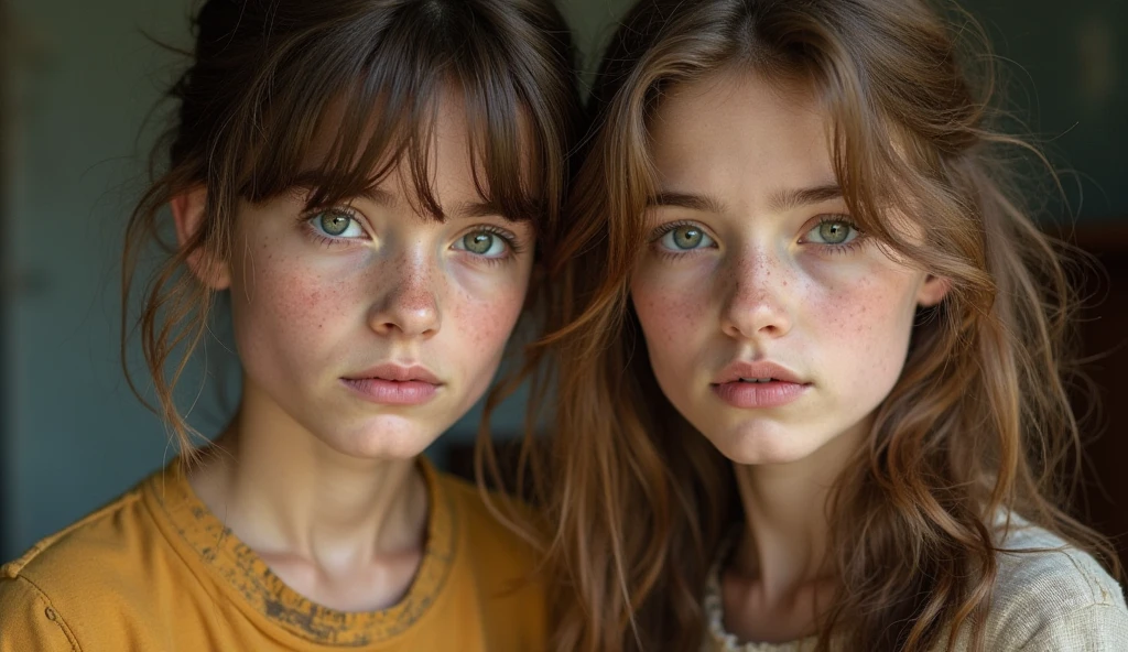 Image is a portrait-style photograph featuring two sisters with ...