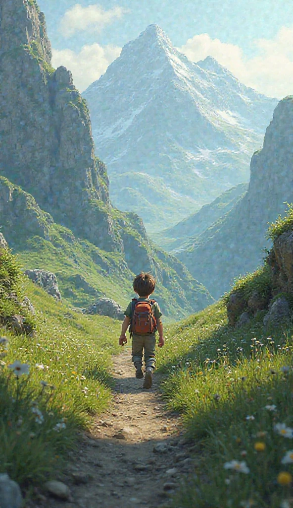 Lucas is carrying a backpack in the fuzzy mountain. - SeaArt AI