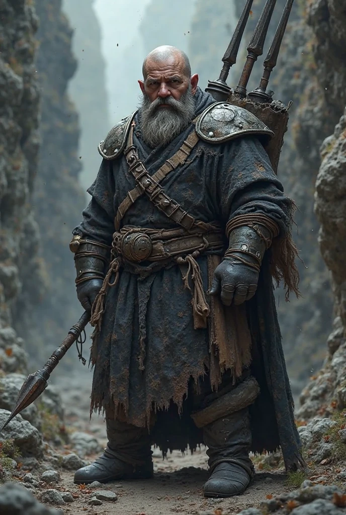 Create a monk who is a dwarf, Who wears a pair of steel mittens as ...
