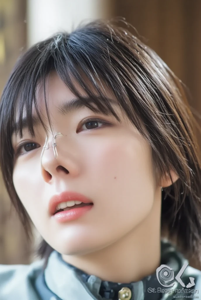 Fujiyoshi_karin has her mouth wide open so that we can see inside - SeaArt AI