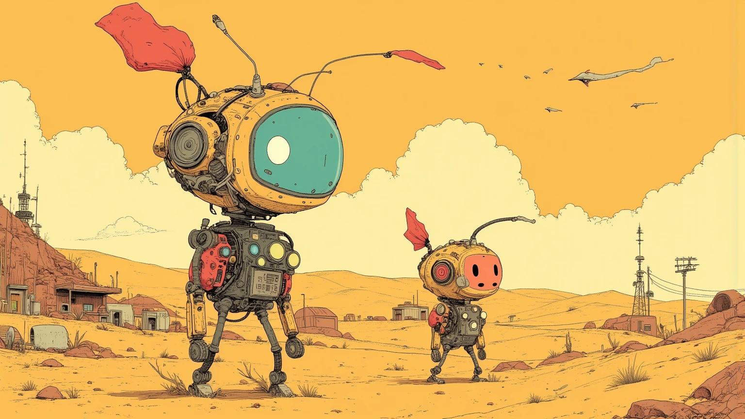 Is a cute robot with animal motifs of two little characters that walk ...