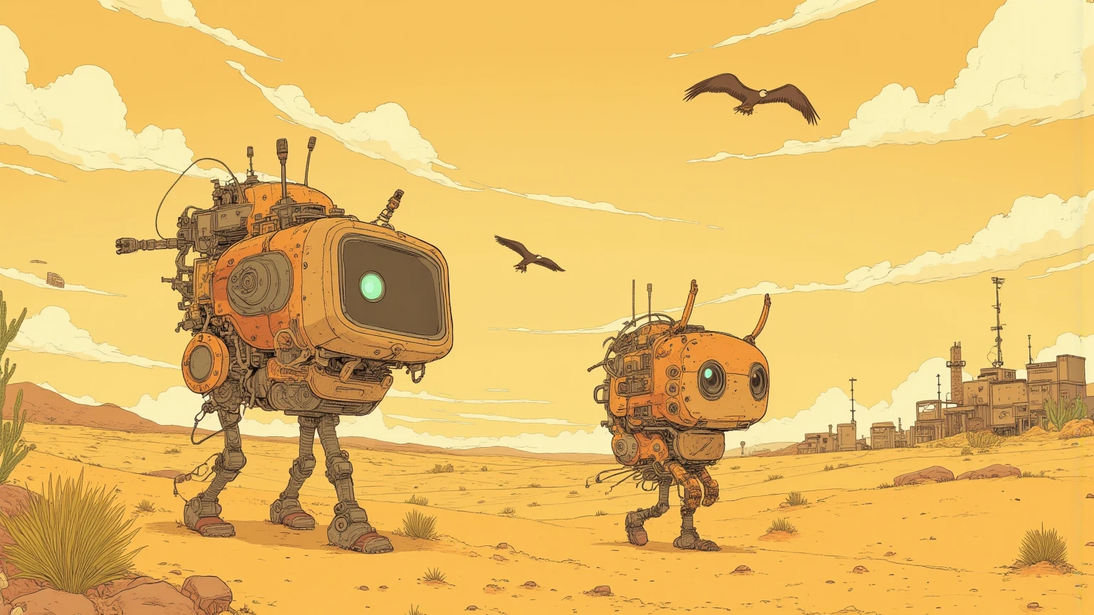 Is a cute robot with animal motifs of two little characters that walk ...