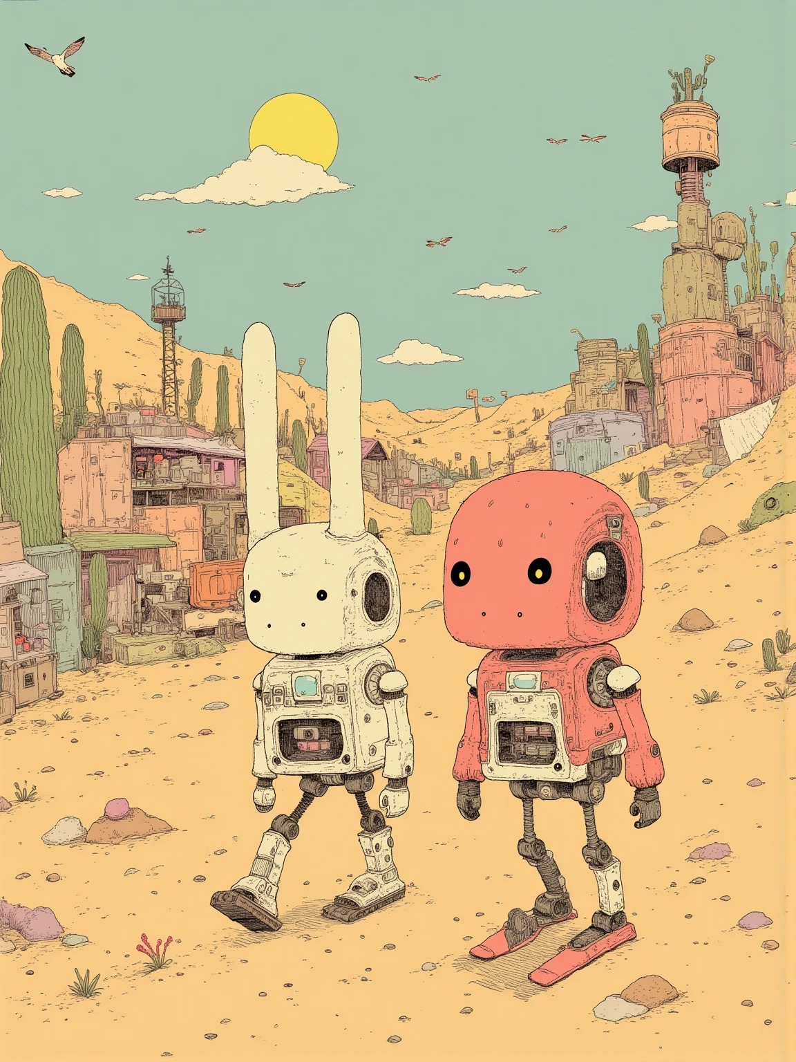 Is a cute robot with animal motifs of two little characters that walk ...