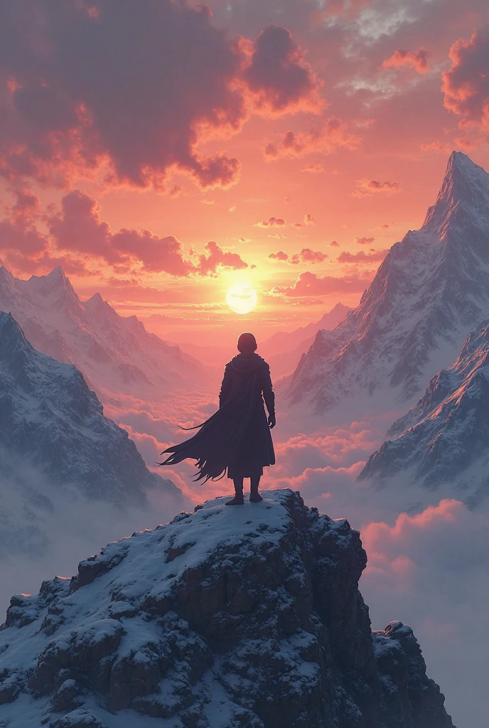 Silhouette of a man wearing an apprentice warrior's clothing standing ...