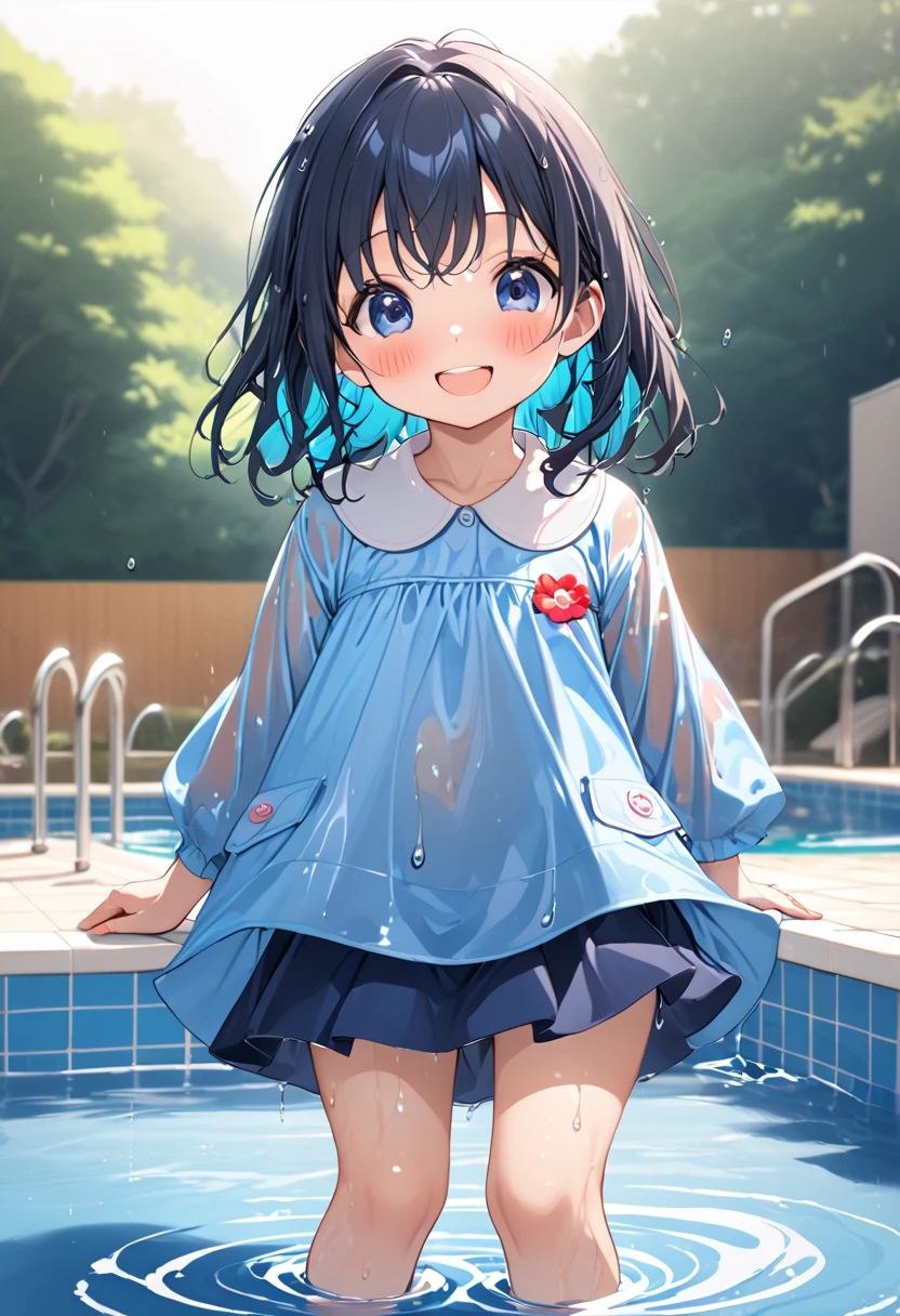 Absurd, 5age, Kindergarten Mom Outfit, blue smock, dark blue skirt ...