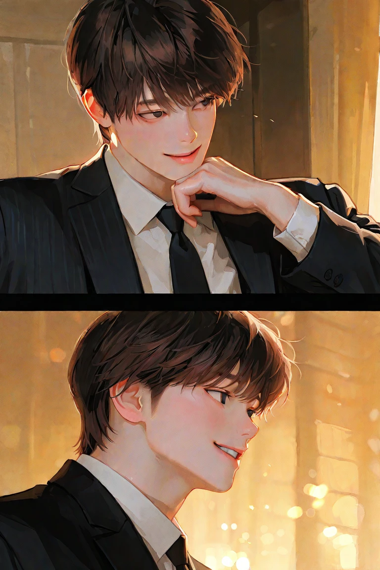 40 year old male, handsome, Dandy cut, Messy black hair , 1 man with a ...