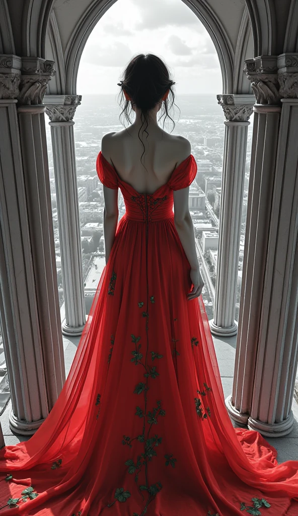 Woman in a red dress