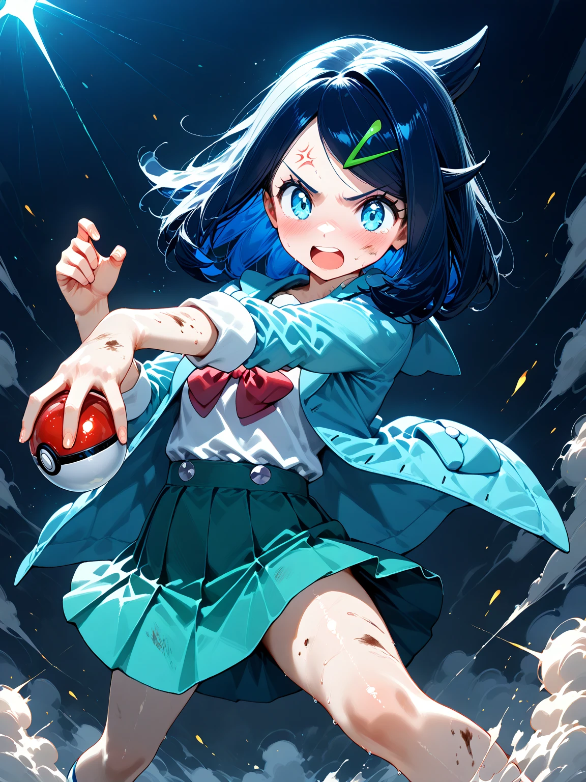 (Liko \(Pokemon\),),(skirt, long sleeves, bow, school uniform - SeaArt AI