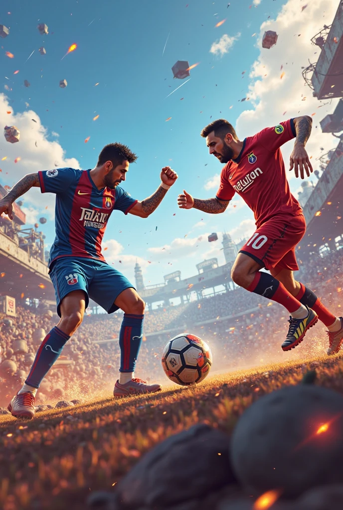 Ronaldo and messi play with free fire game - SeaArt AI