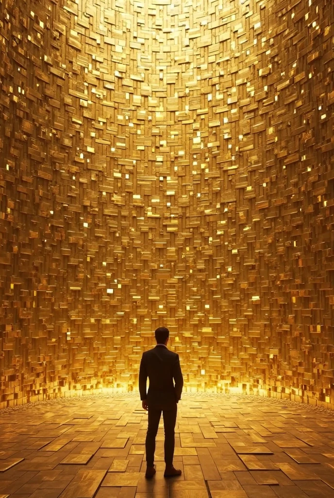 Create ultra-realistic gold bar texture wall viewed directly from the ...