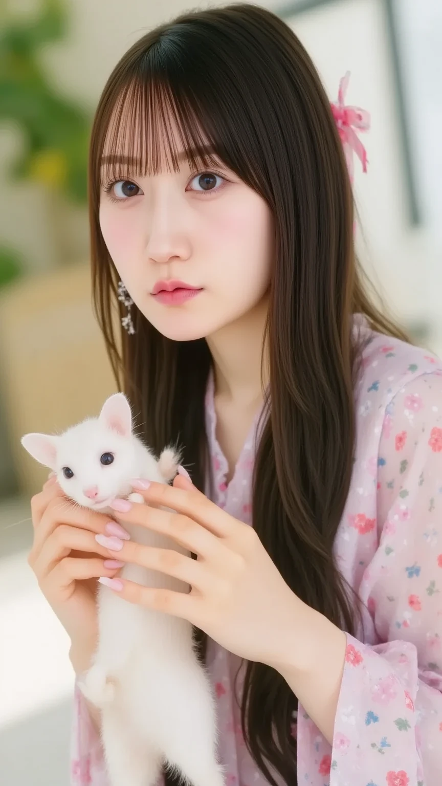 A charming young Japanese woman with delicate features and long - SeaArt AI