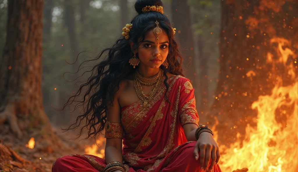 A fierce and beautiful Indian sorceress, with piercing black eyes ...