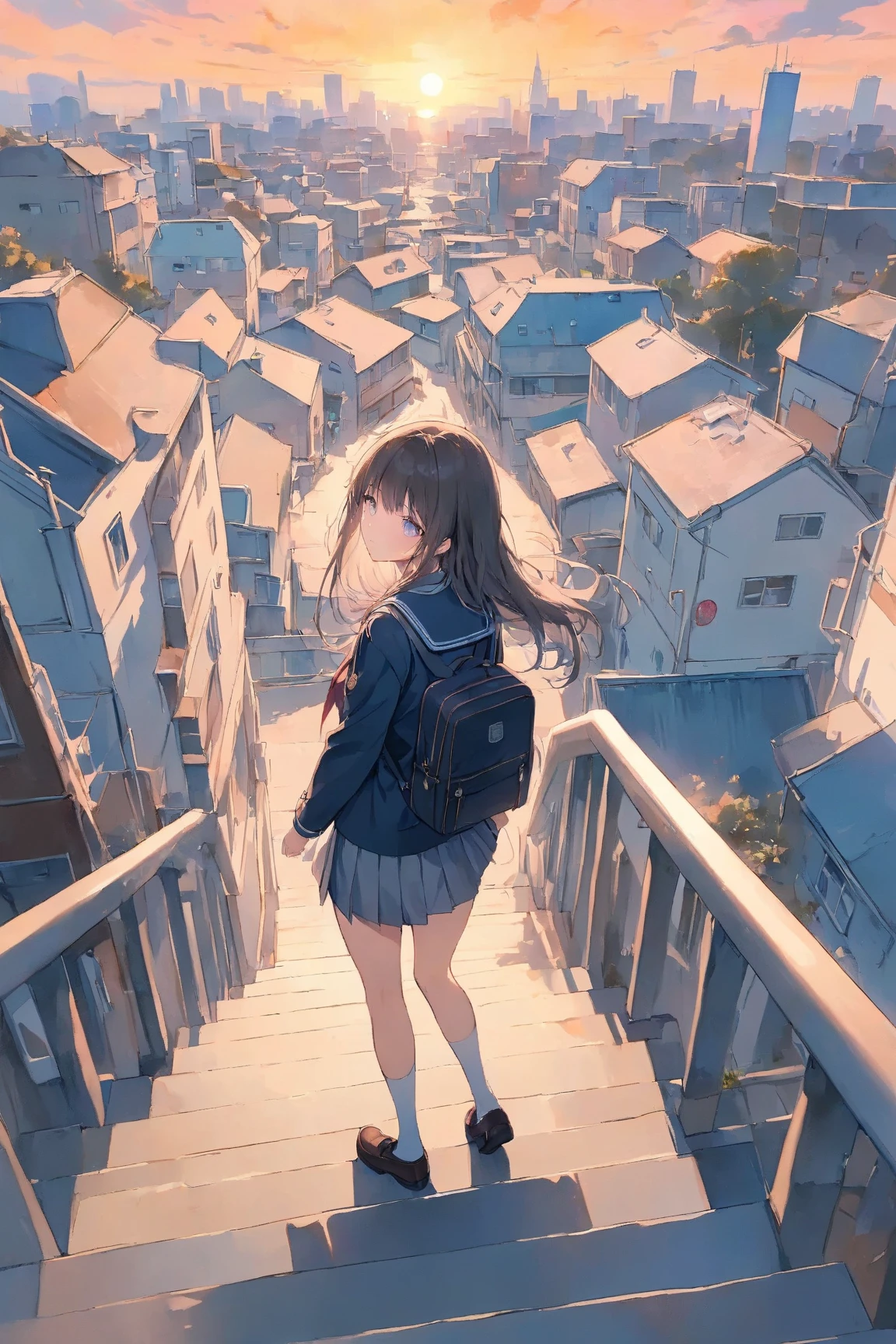 (( pastel 、 watercolor style ))、Beautiful Girl, 1 female, school ...