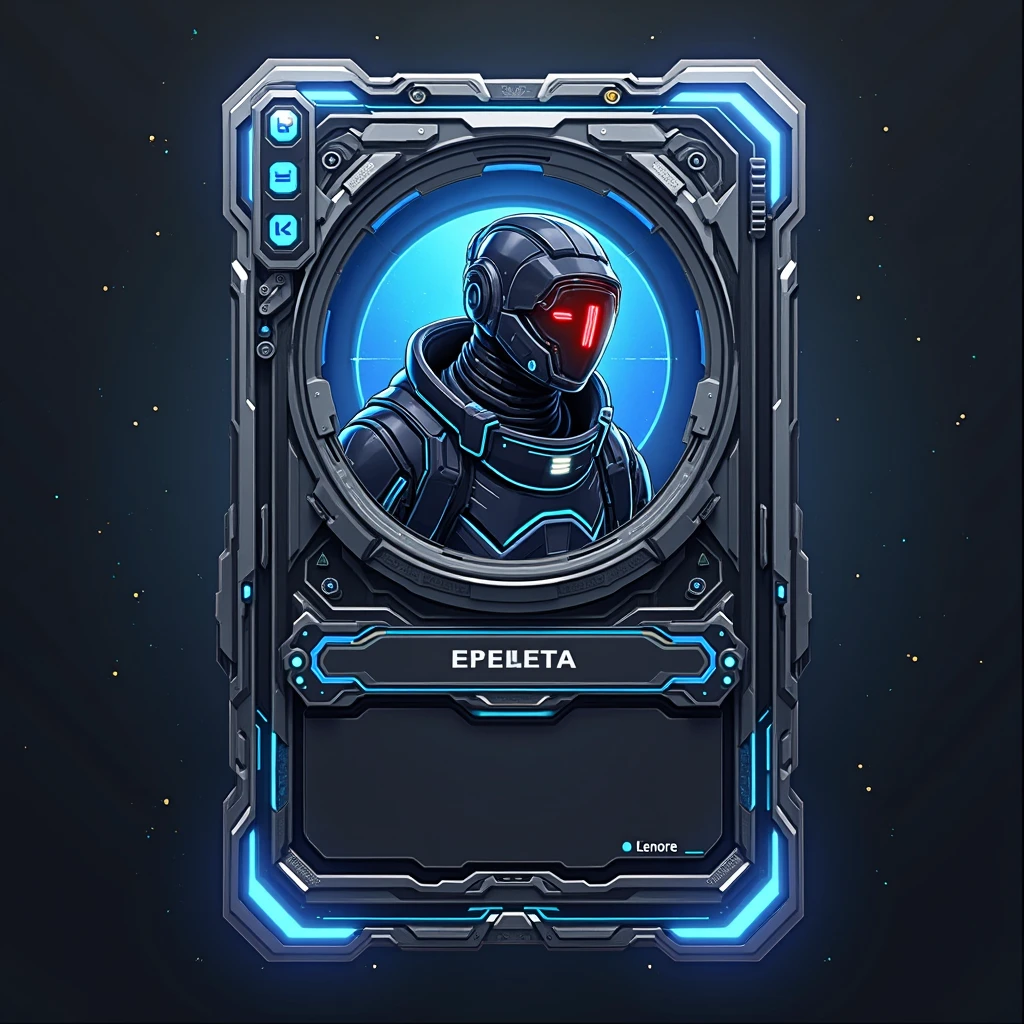 A TCG-style playing card viewed from the front in a futuristic style ...